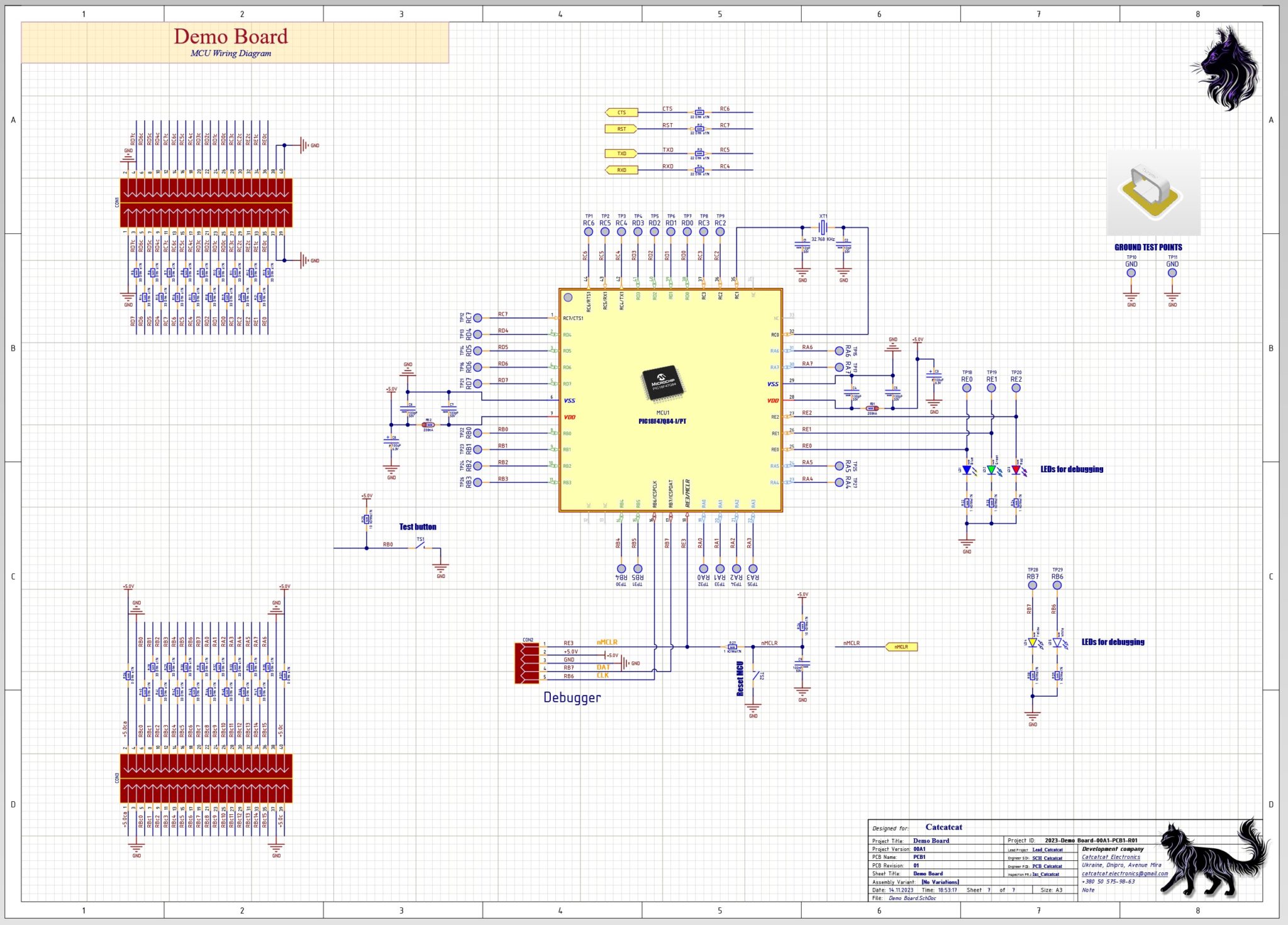 Development board based on MCU PIC18F47Q84 | Catcatcat electronics